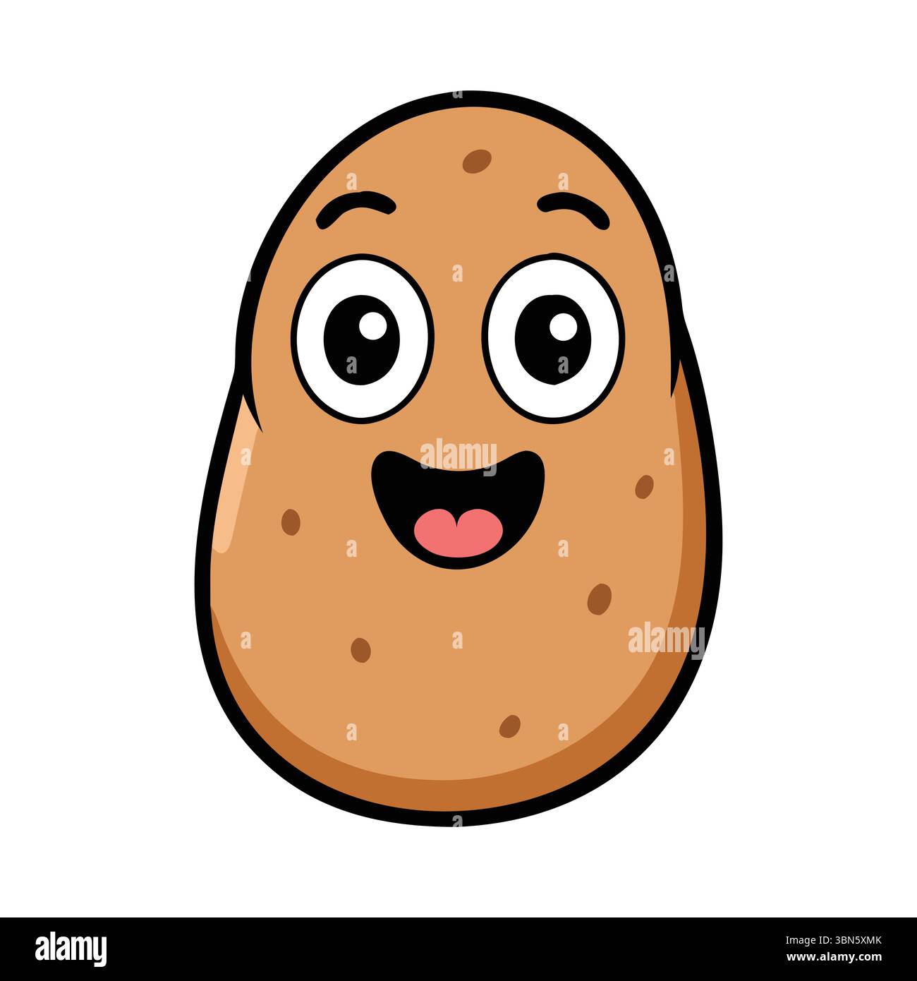 "Cute Cartoon Smiling Potato Character with Big Eyes and Cheerful ...
