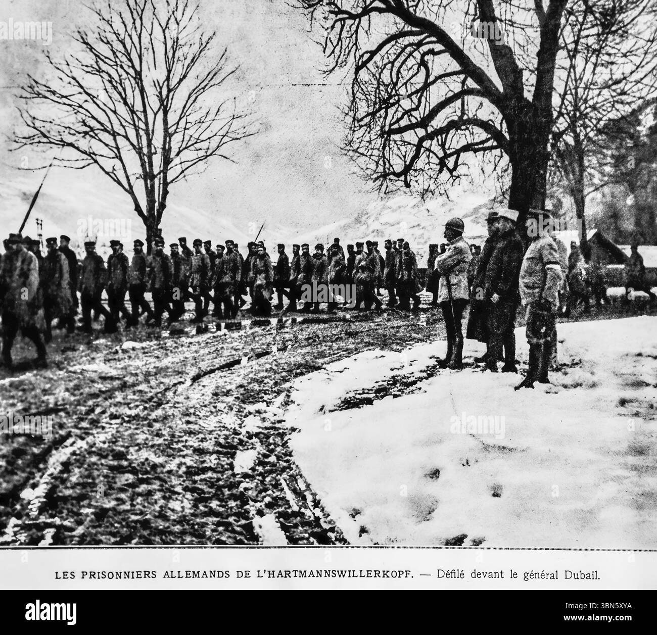 German POWs from the Battle of Hartmannswillerkopf march past General ...