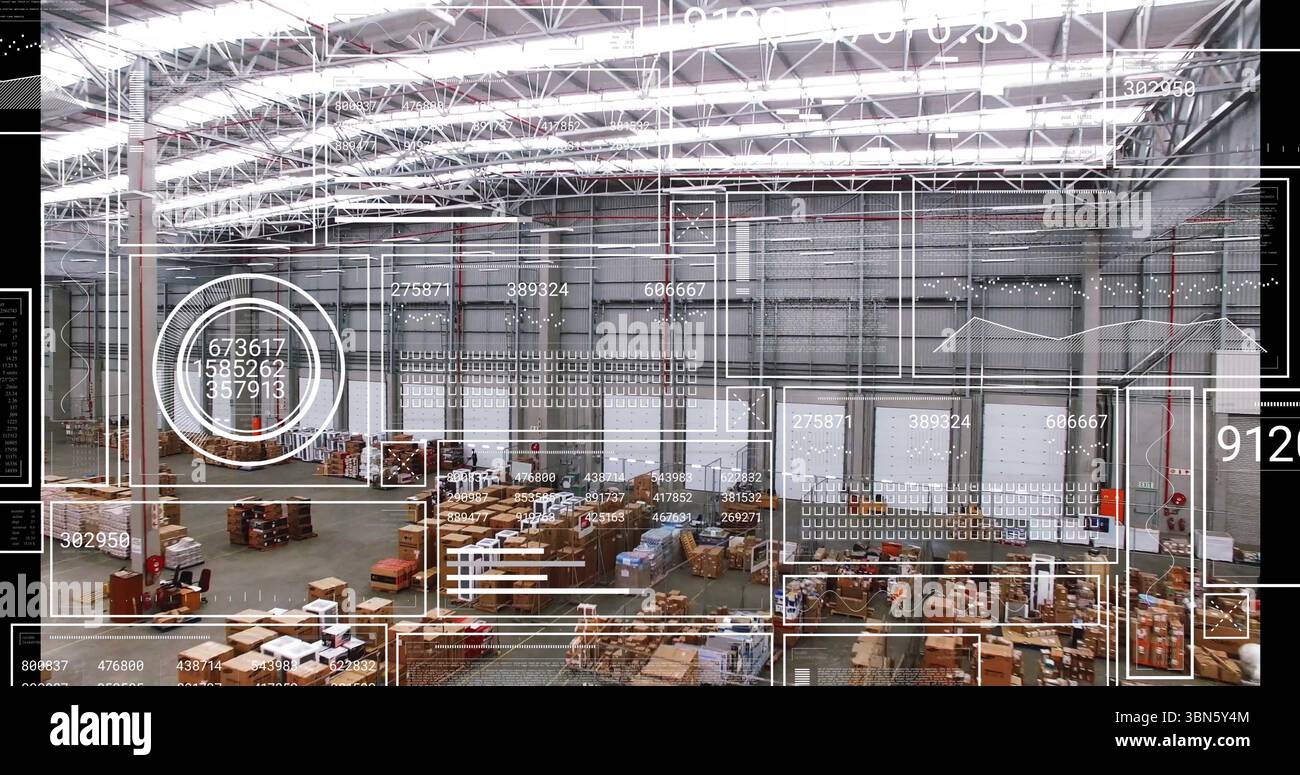 Displaying cluster of pallets, crates and boxes in distribution ...