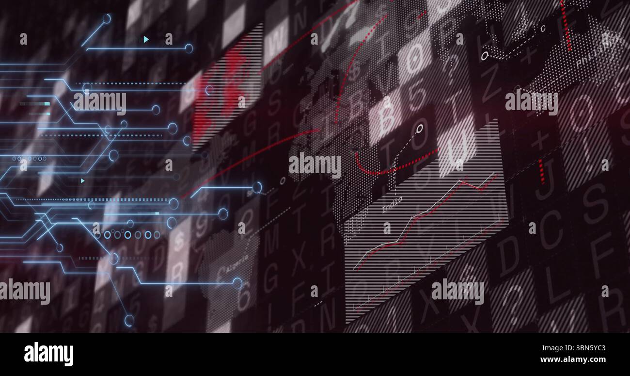 Matrix grid showing on dashboard, with data panels red fluctuating ...