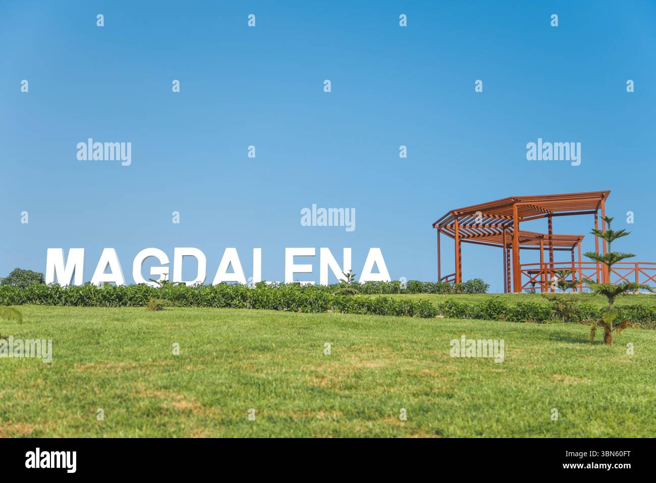 White magdalena sign welcomes visitors to the beautiful coastal ...