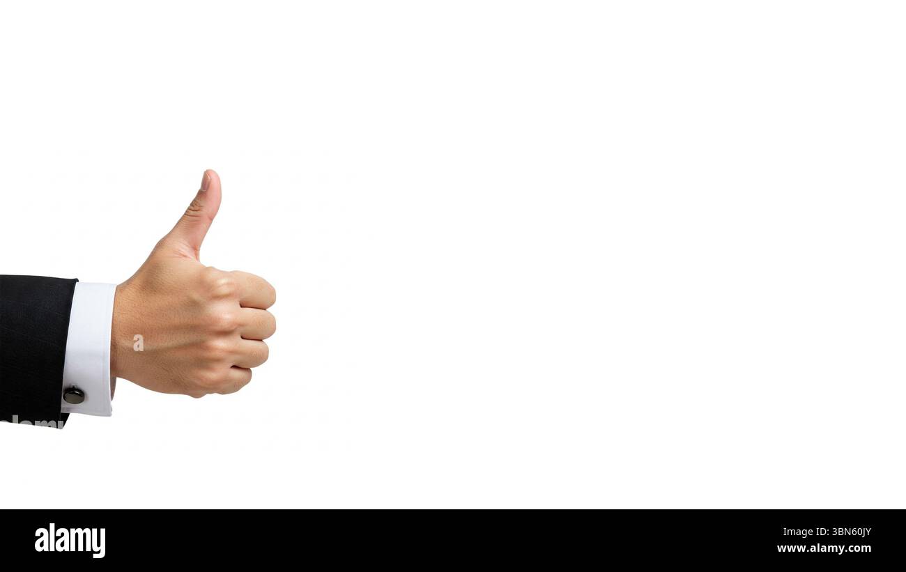 Businessman's Hand Giving Thumbs Up Gesture on White Background Stock ...