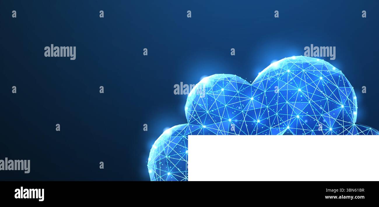 Cloud technology. Polygonal wireframe art looks like constellation. Concept illustration or ...