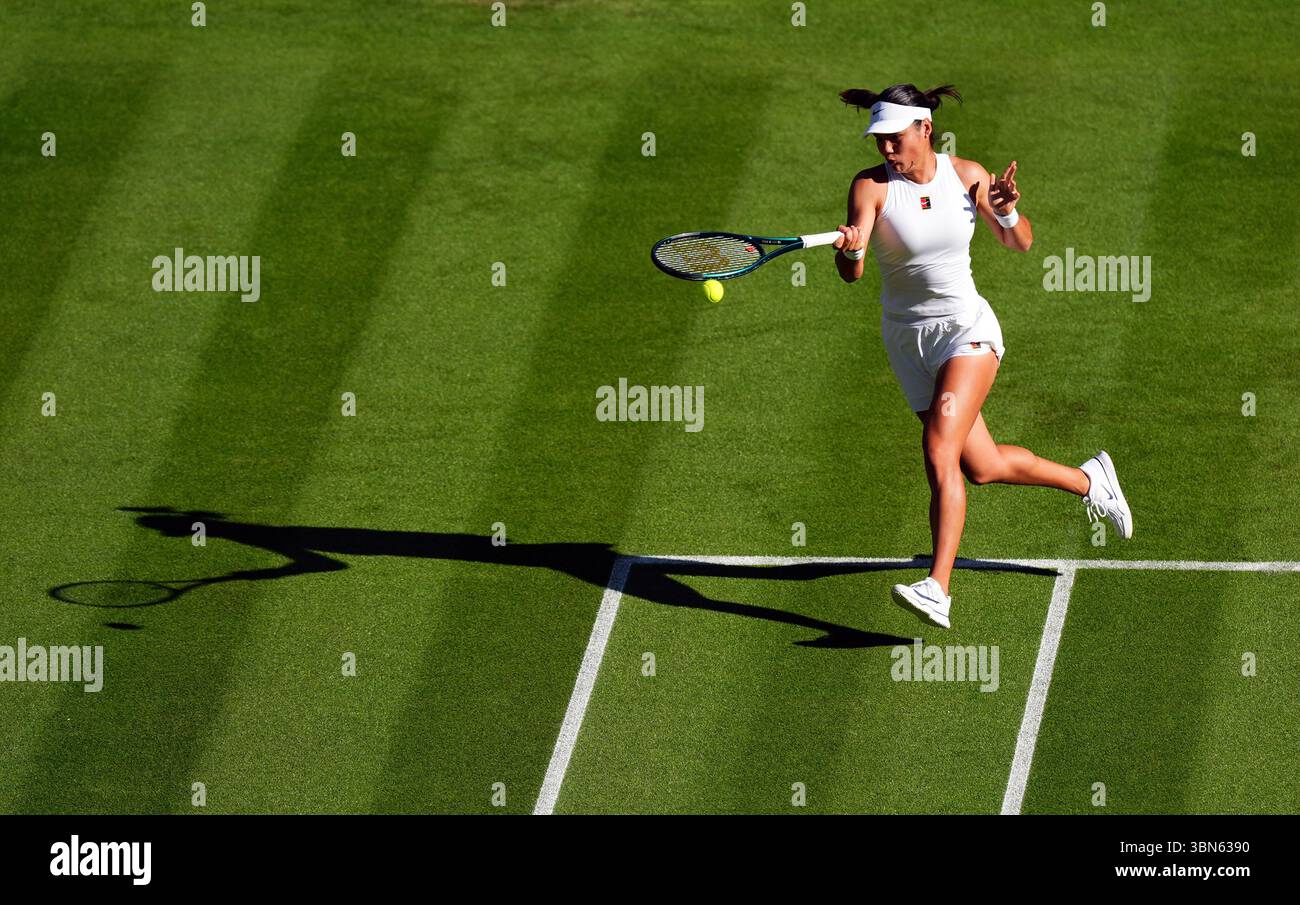 Emma Raducanu during her match against Mingge Xu on day one of the 2025 ...