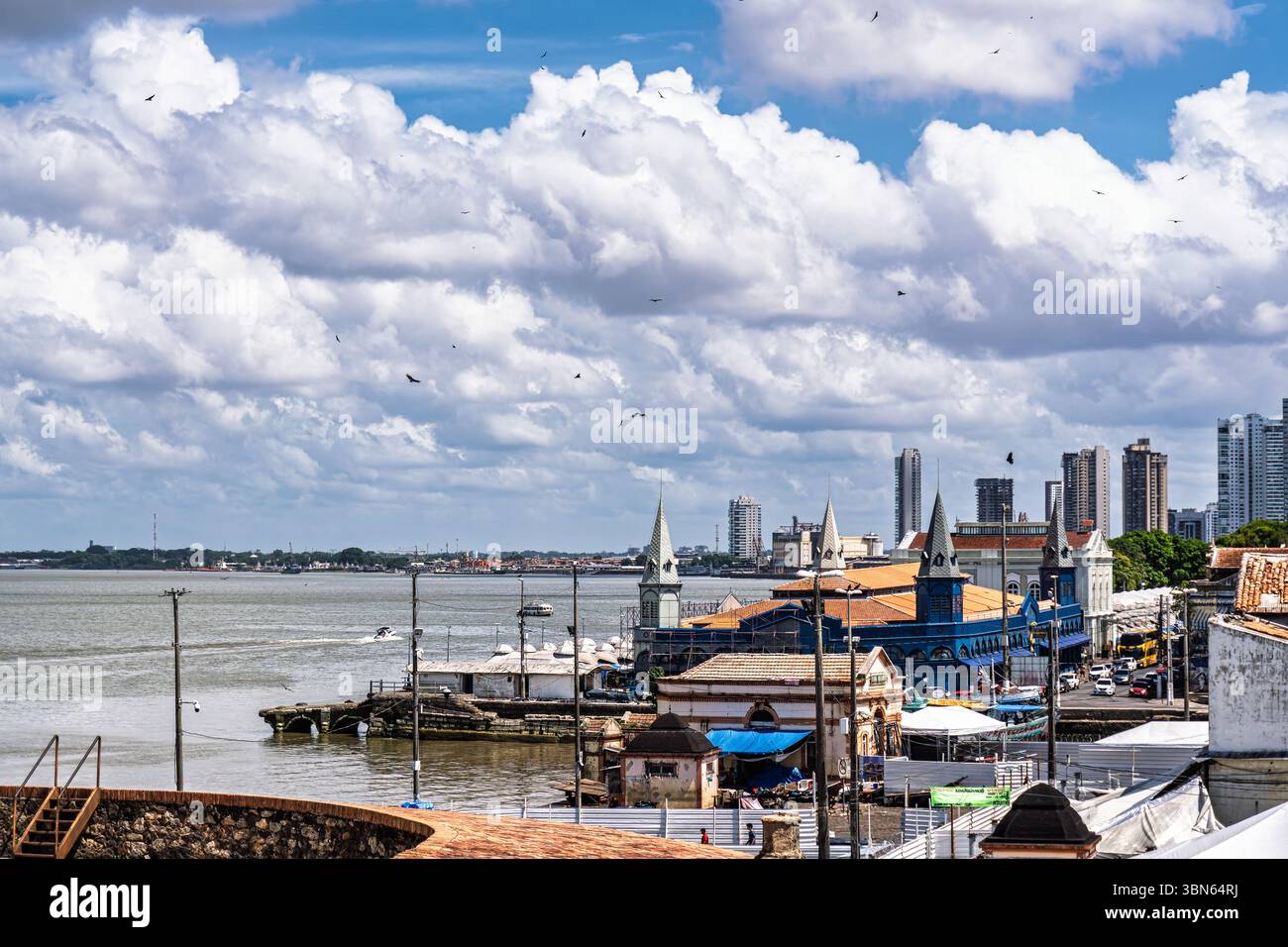 Cityscape of Belem, seen from the historic fort called Forte do ...