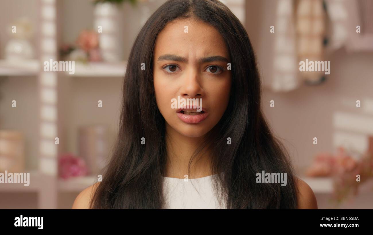 Displeased upset woman ethnic latina hi-res stock photography and ...