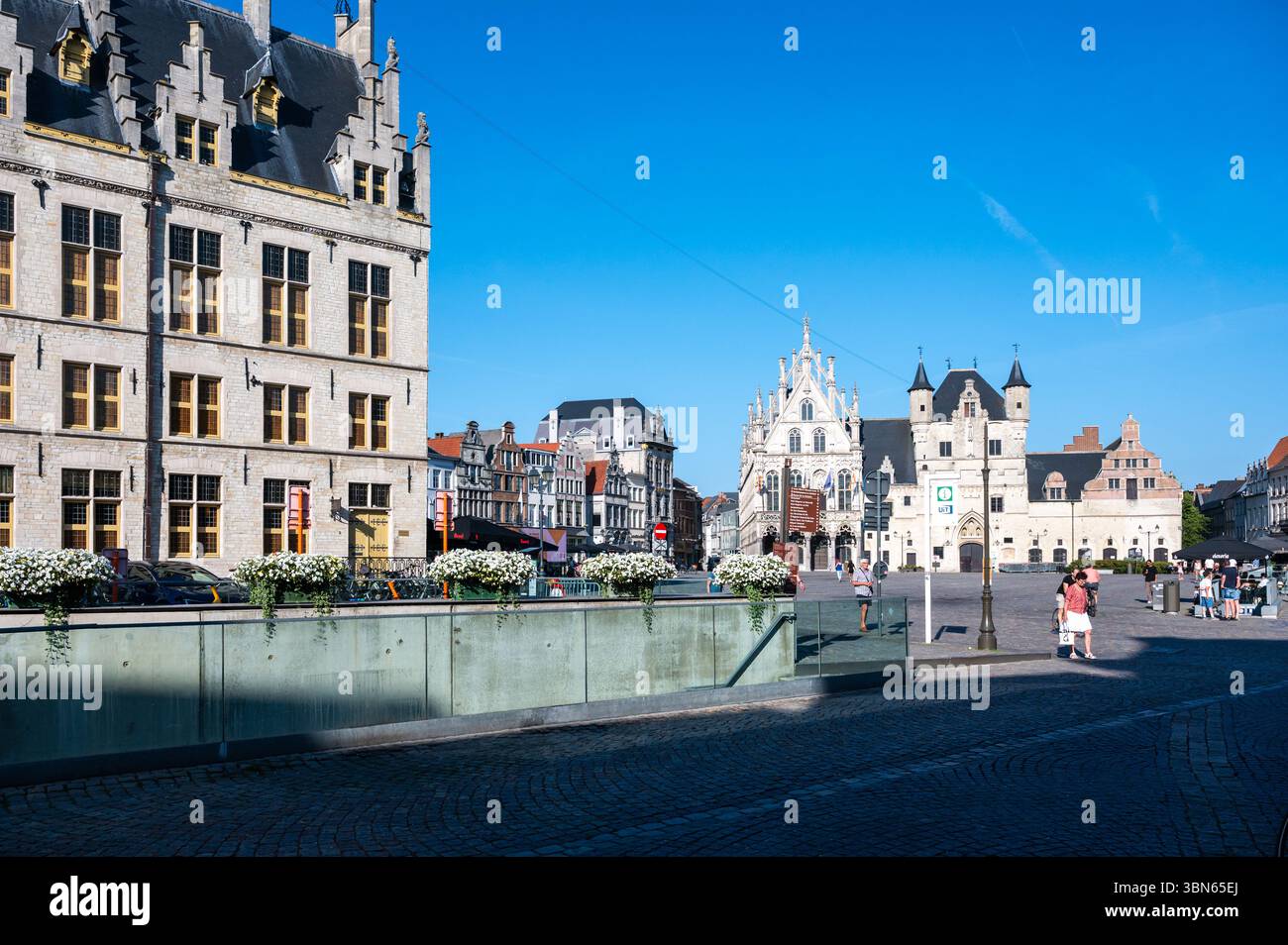 Historical town hall at the old market square or Grote Markt in ...