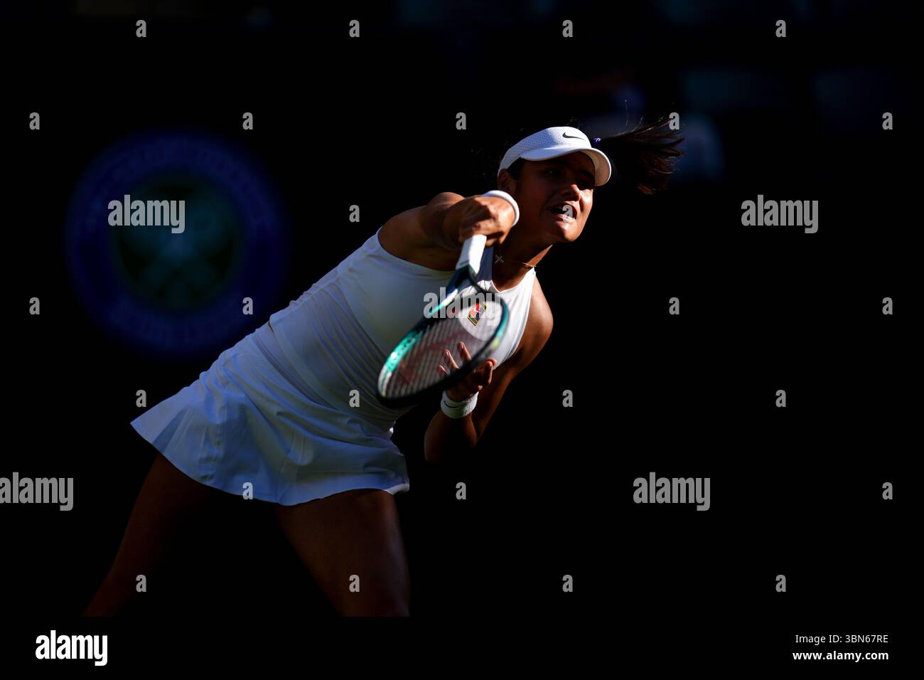 Emma Raducanu during her match against Mingge Xu on day one of the 2025 ...