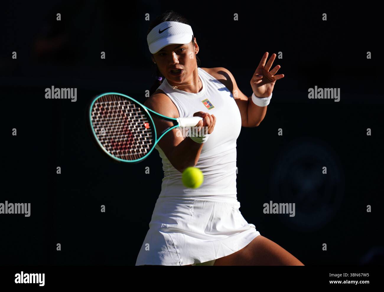 Emma Raducanu during her match against Mingge Xu on day one of the 2025 ...