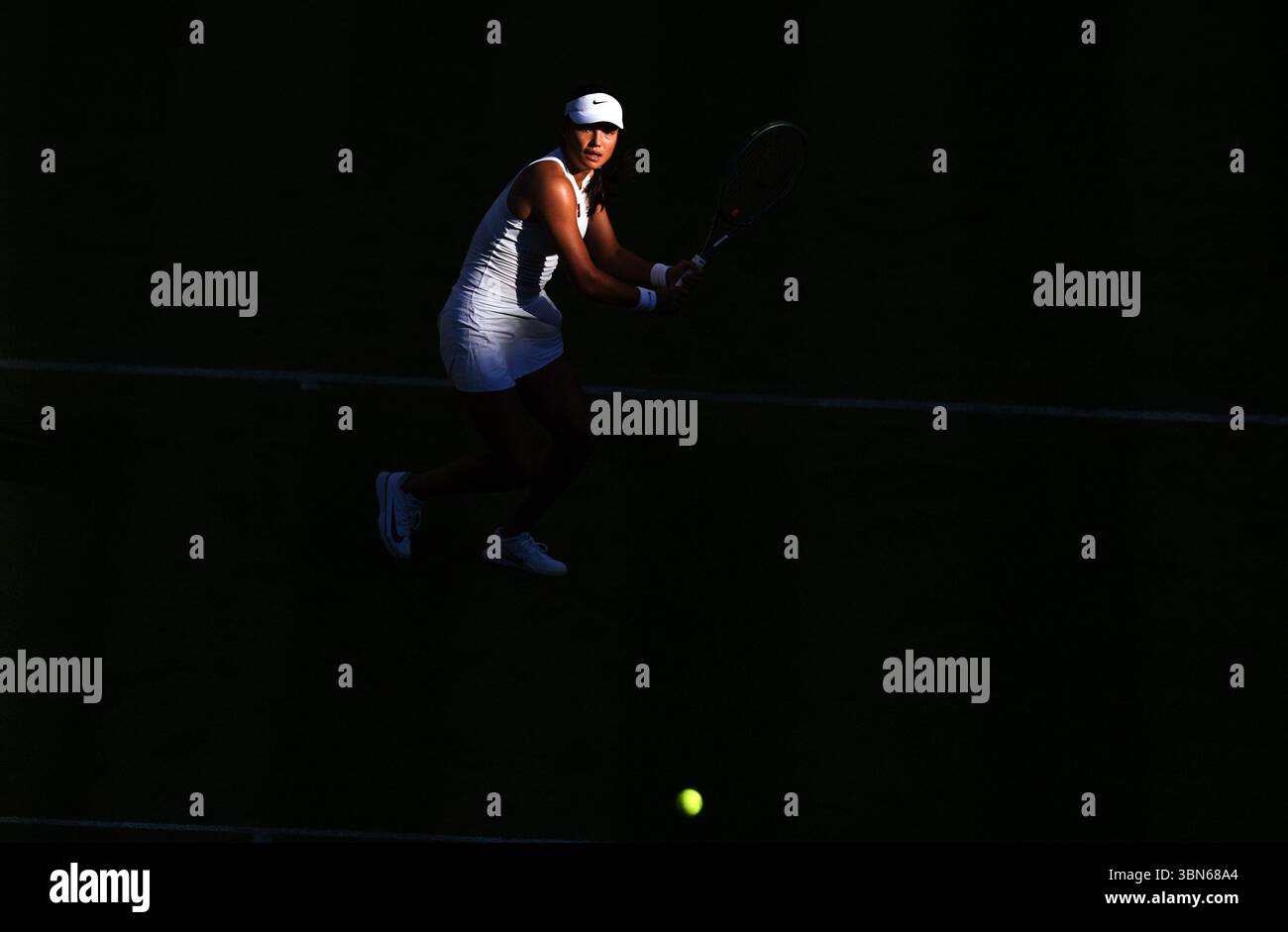 Emma Raducanu during her match against Mingge Xu on day one of the 2025 ...