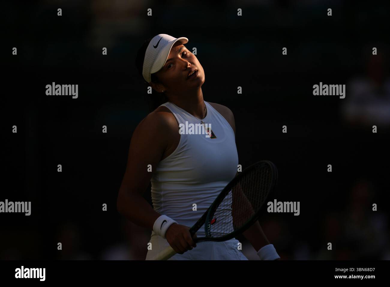 Emma Raducanu of Britain reacts during her first round women's single ...