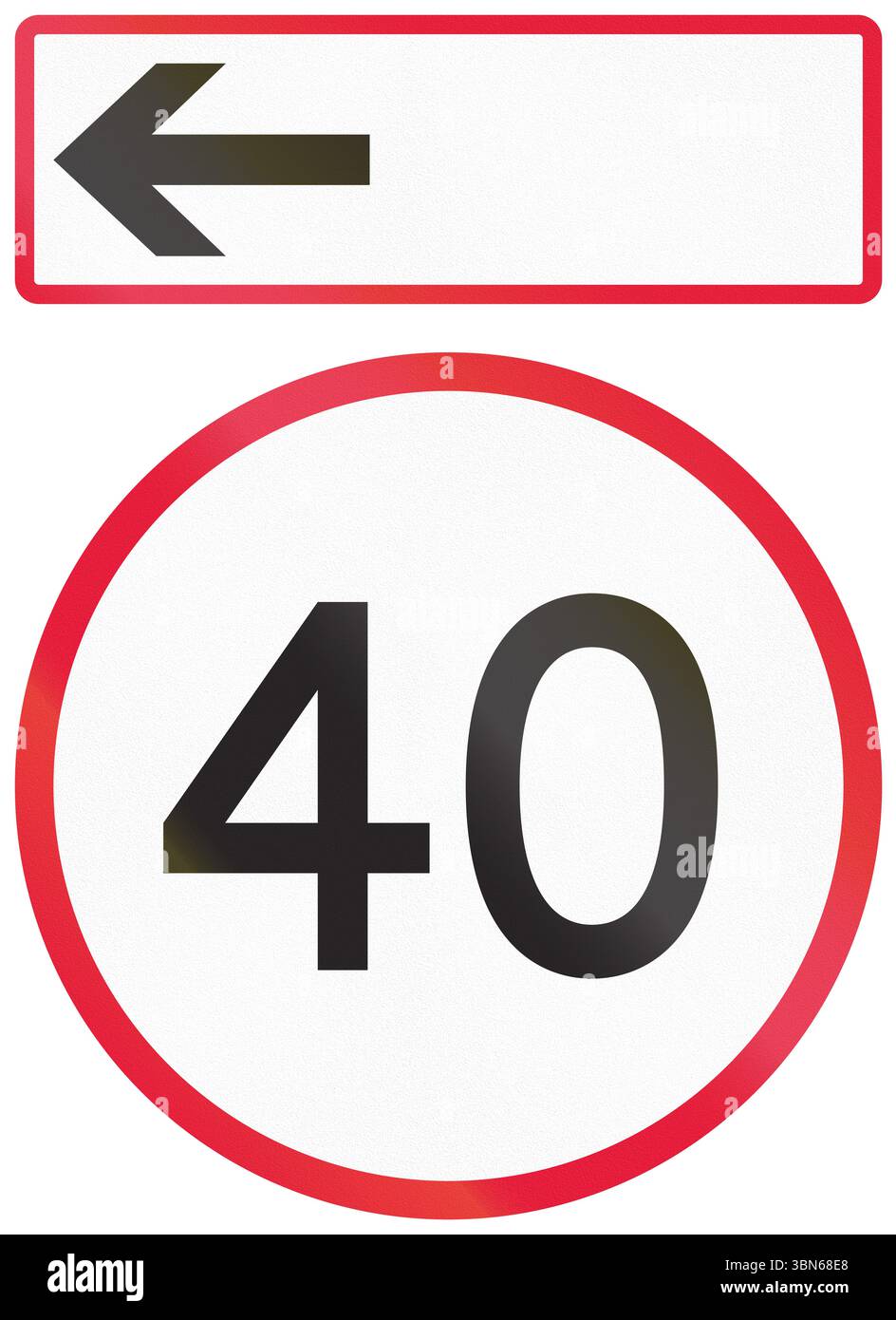 Railway speed limit sign in the UK - 40 mph on route to the left Stock ...