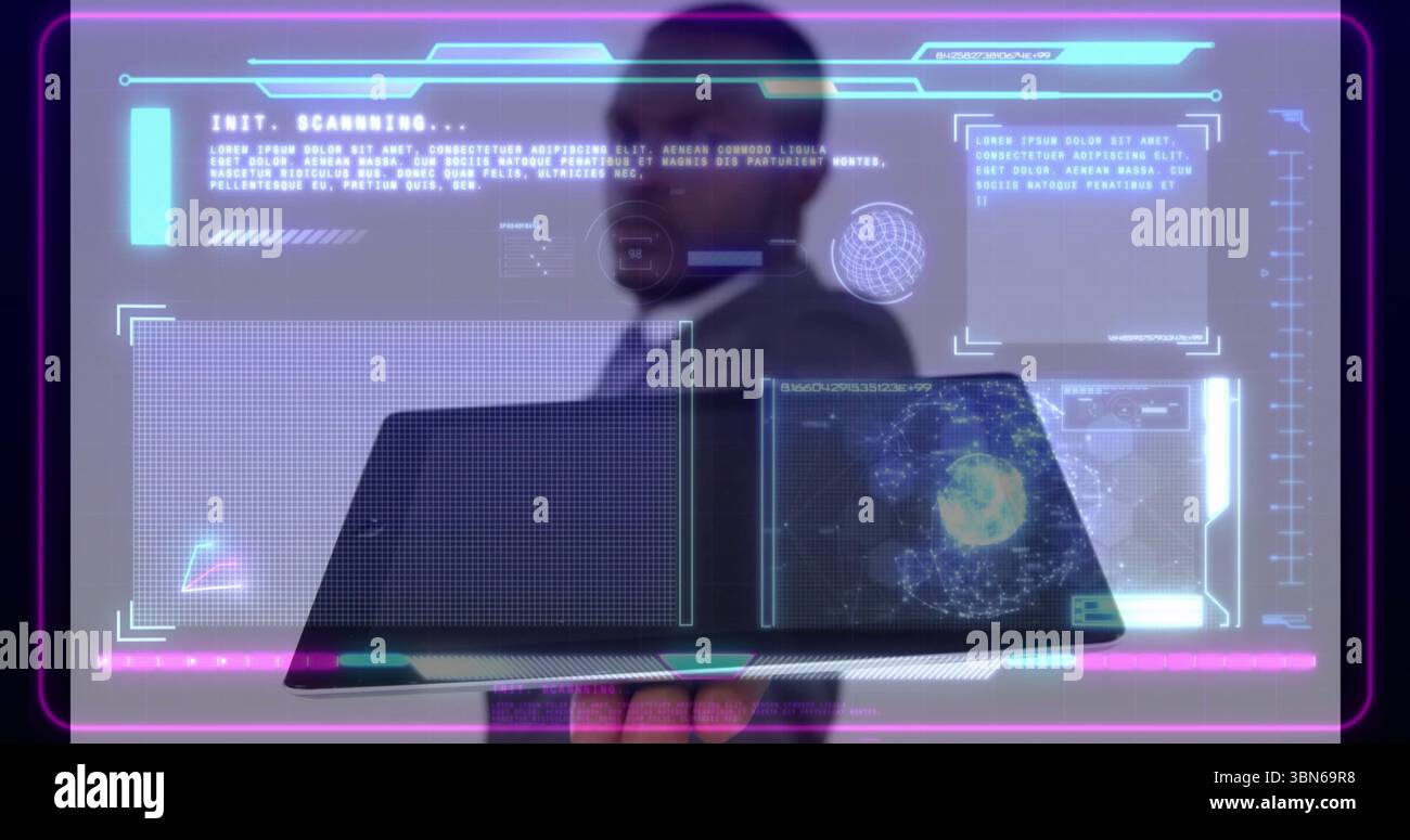 Business professional examining digital panels hi-res stock photography ...