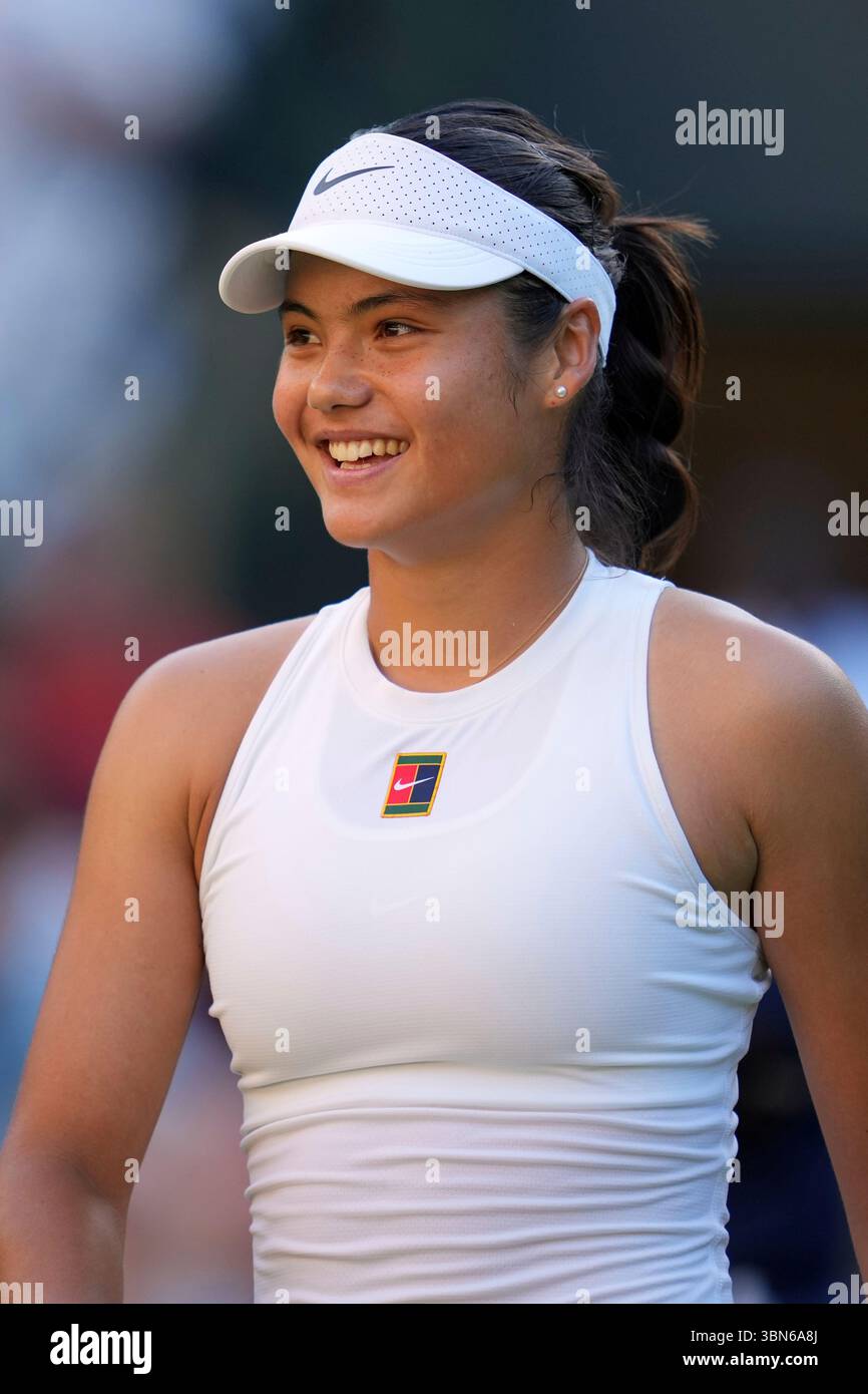 Emma Raducanu of Britain celebrates winning her first round women's ...