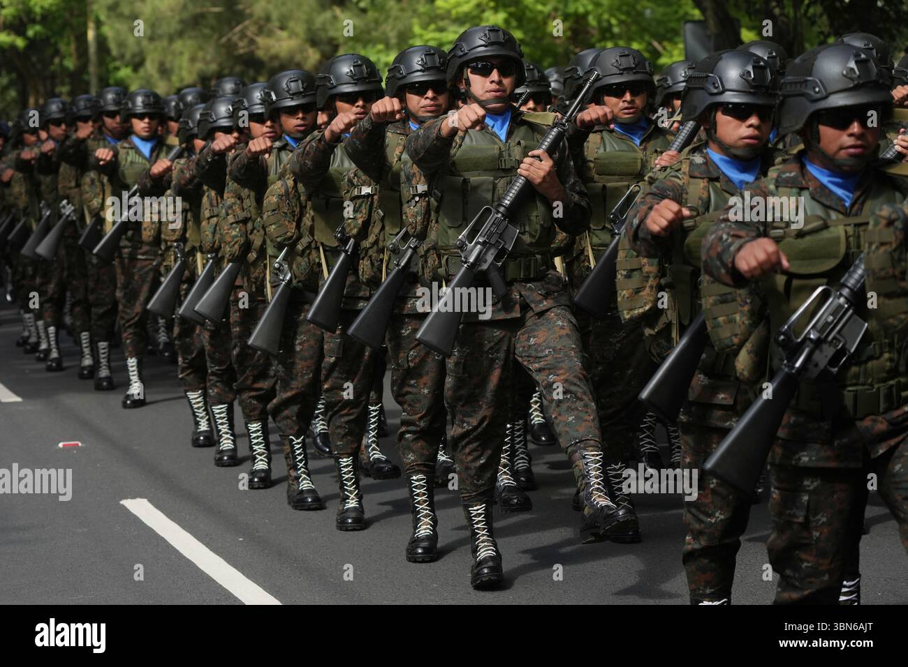 Soldiers march during a parade marking the Army's 154th anniversary in ...