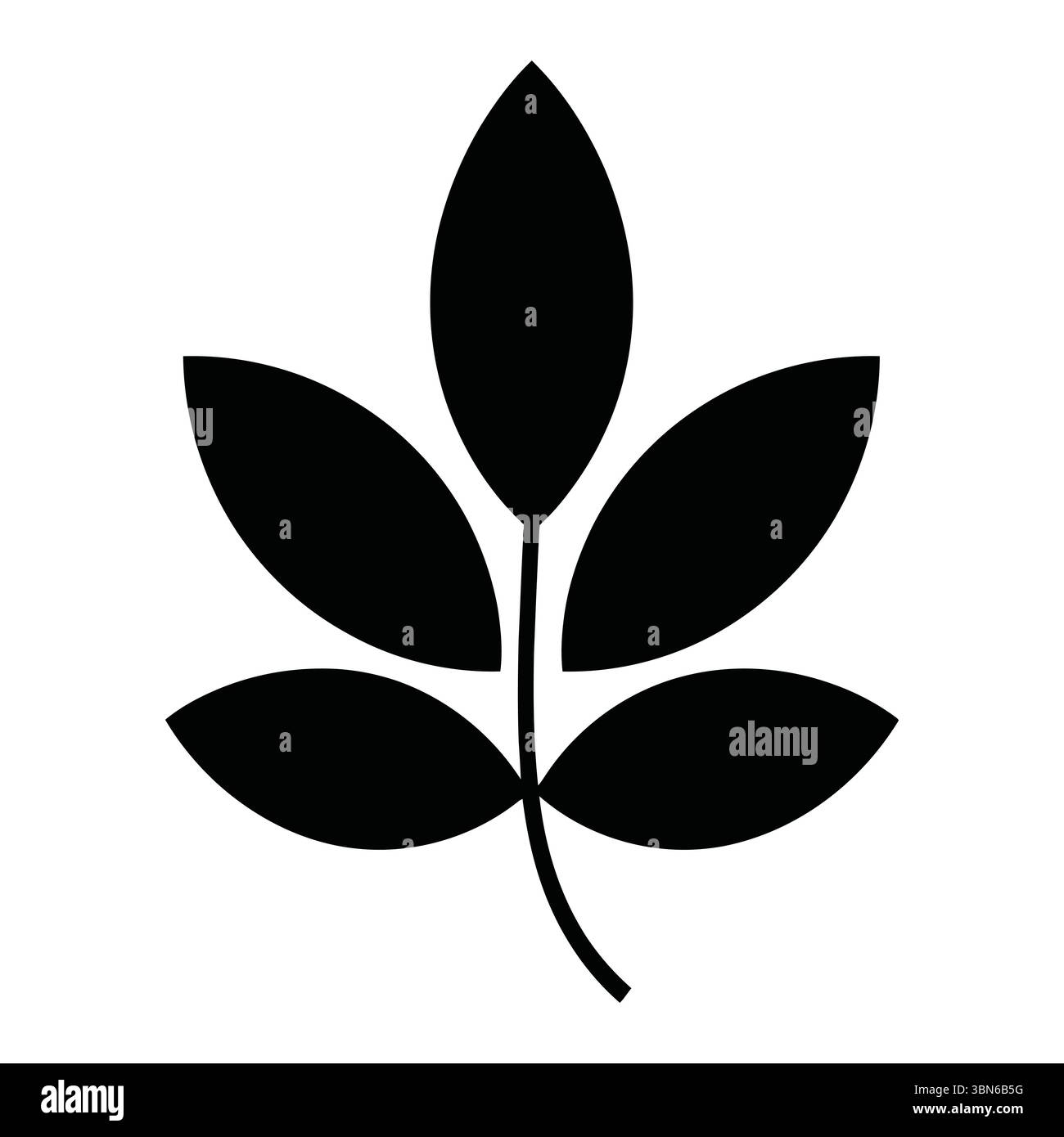 Simple black and white silhouette of a five-leaf clover. This is a ...