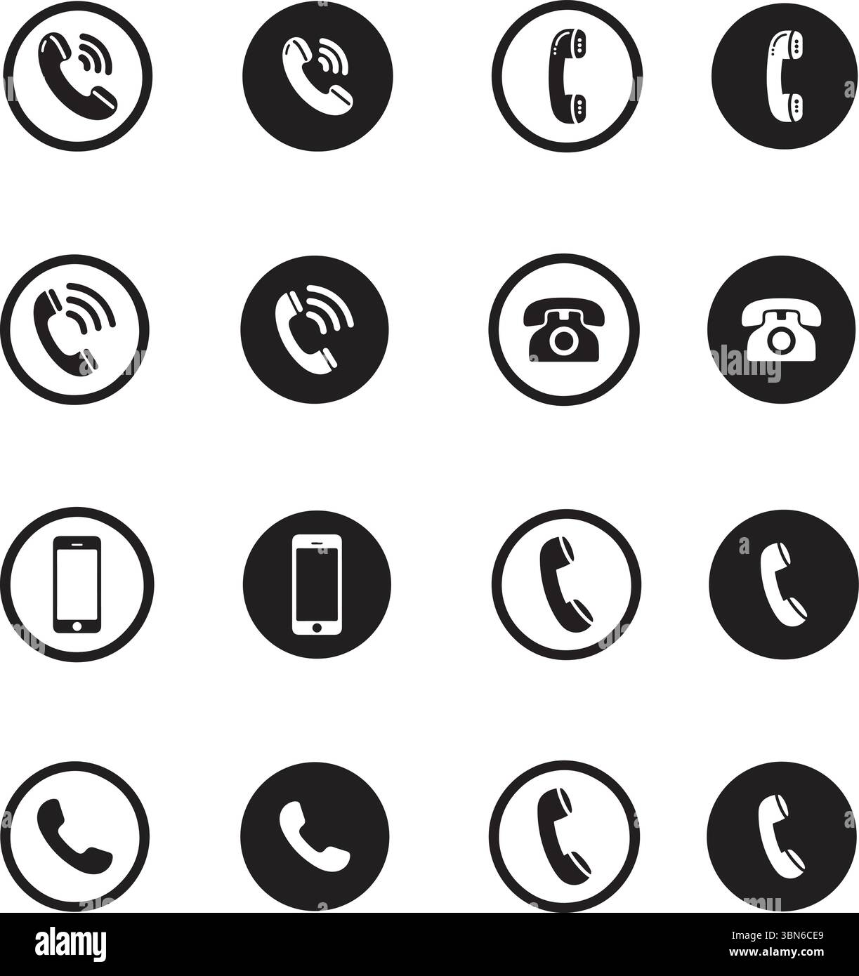 Collection of Editable and Resizable Phone Icons in Black and White ...