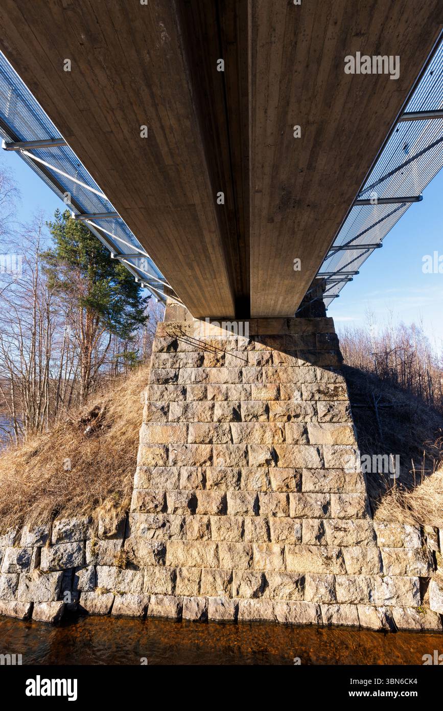 Concrete railroad bridge structure seen from below , Finland Stock ...