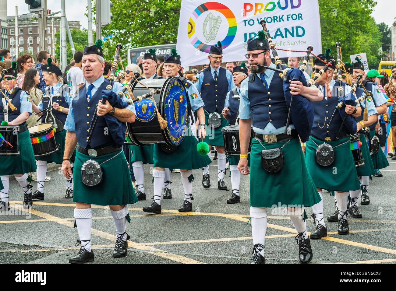 Irish pipe band marches proudly at Dublin Pride, celebrating a decade ...