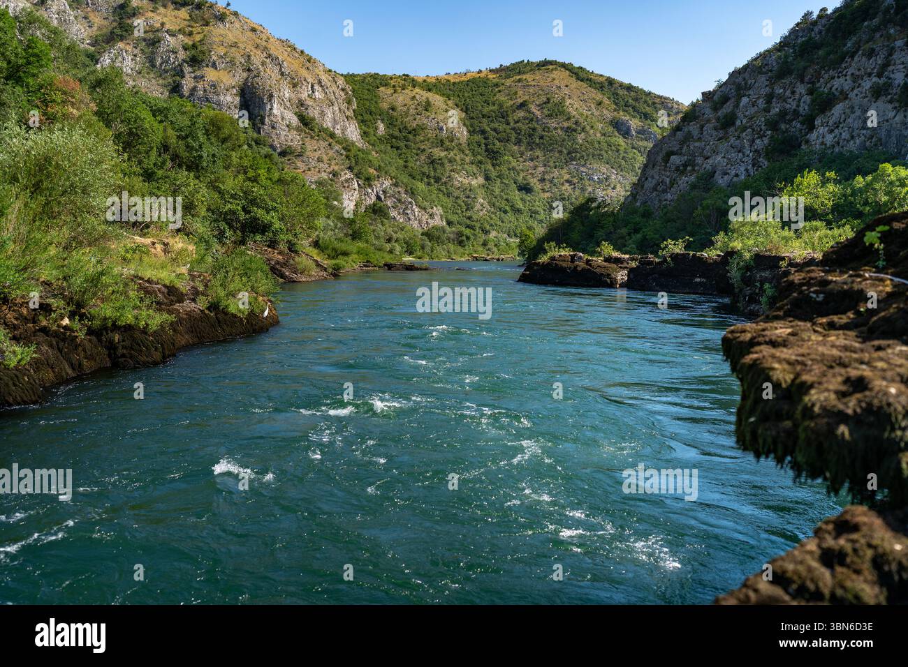 Buna River merging with Neretva in canyon near Mostar, Bosnia Stock ...