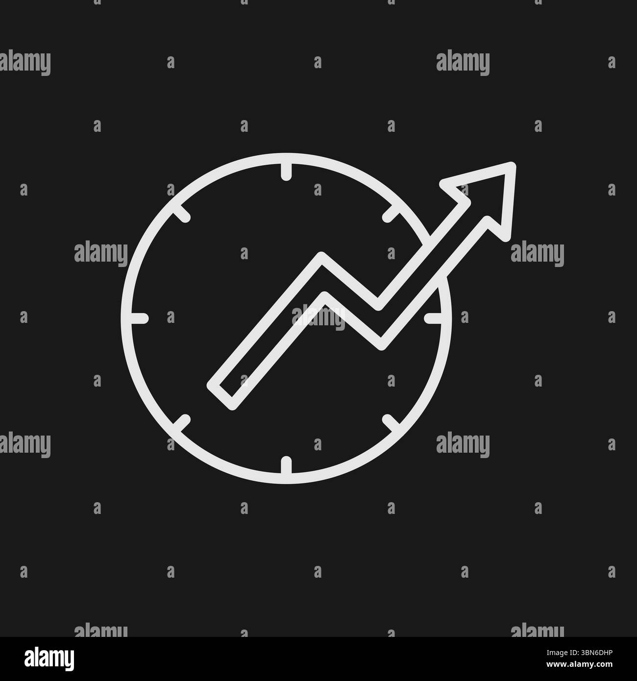 Growth Over Time and Financial Performance Icon with Clock and Upward ...