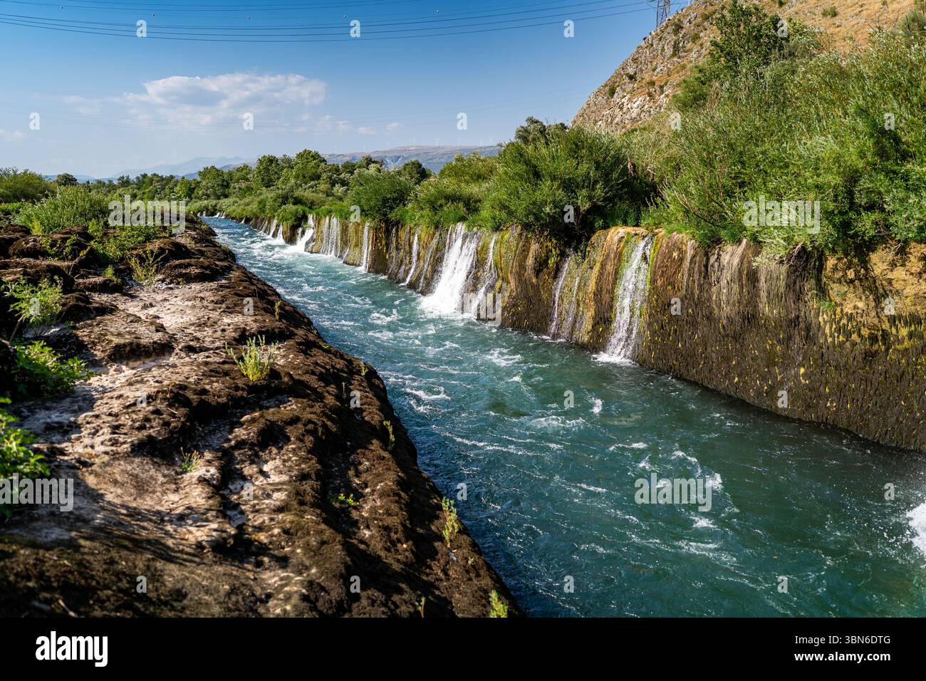 Small cascading waterfalls along Buna River in summer, Blagaj Stock ...