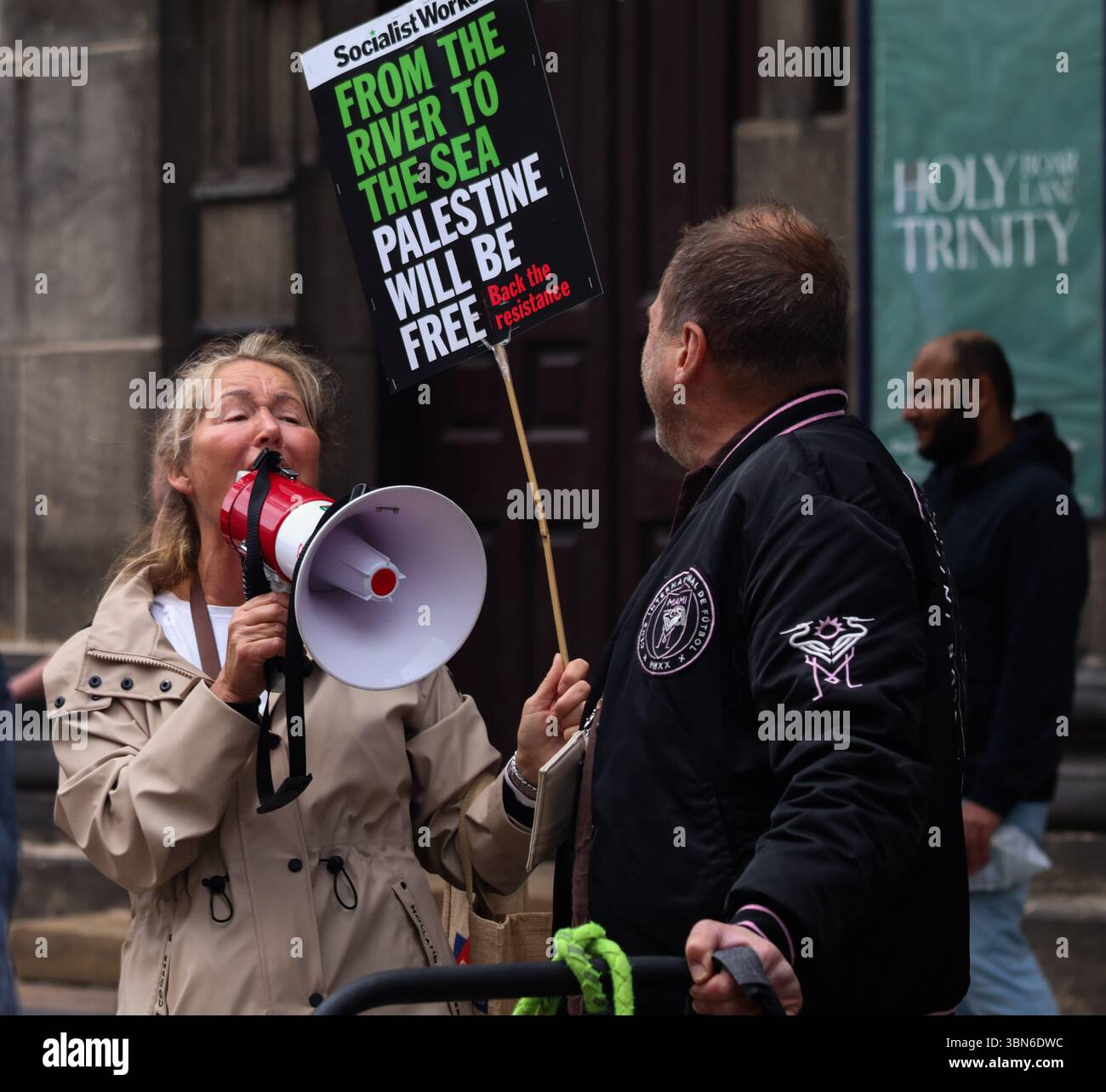 various photos of counter demonstrators at Palestine protests in Leeds ...