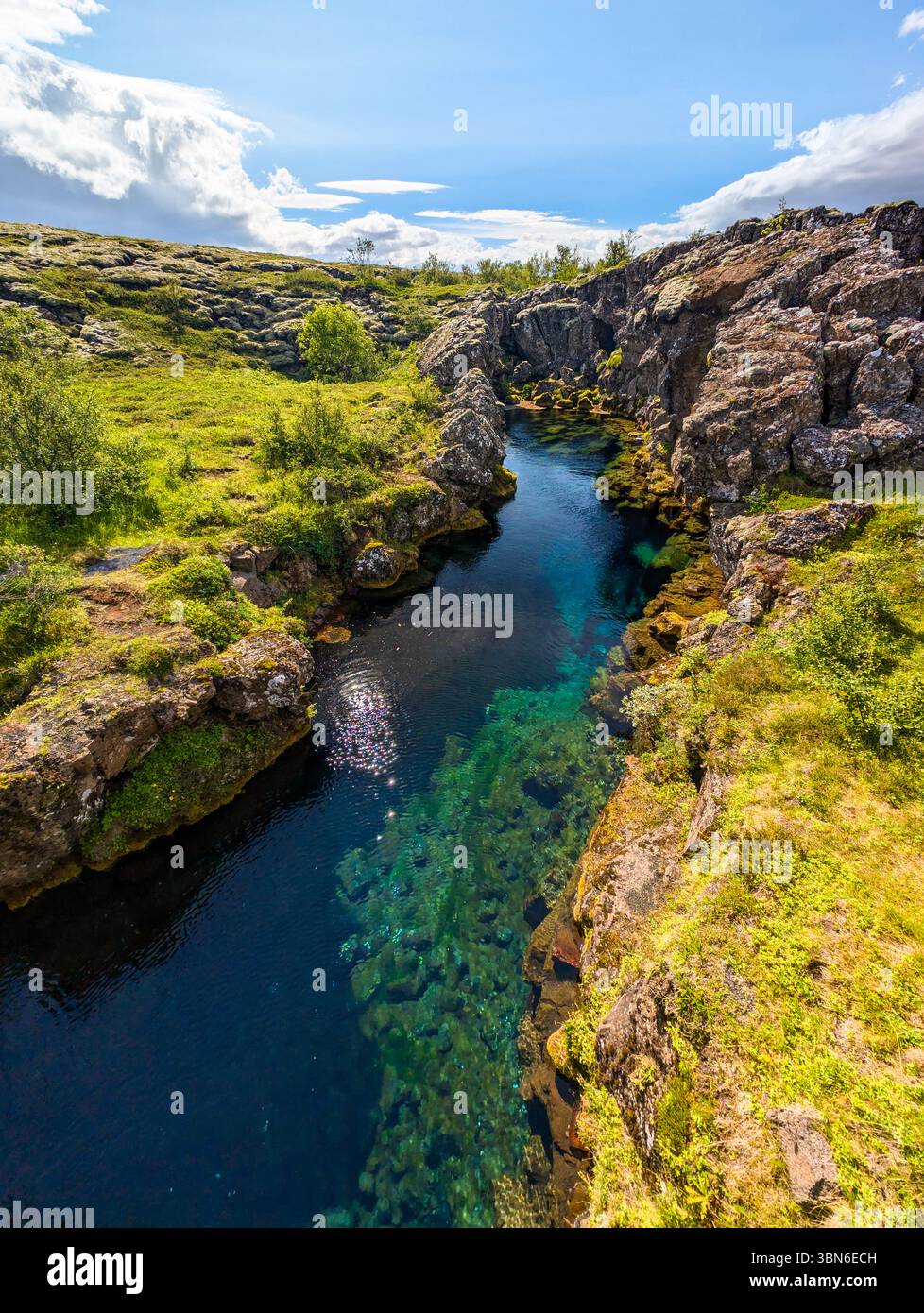 Thingvellir National Park rift valley, Waterfall into The Mid Atlantic ...