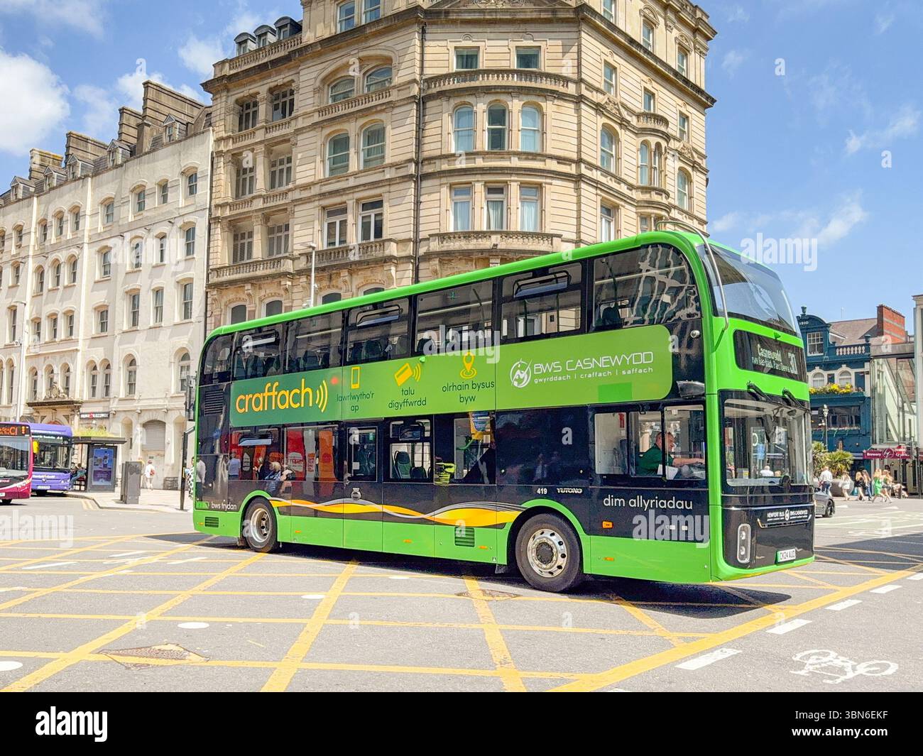 Cardiff, Wales, UK - 18 June 2025: Double decker bus operated by ...