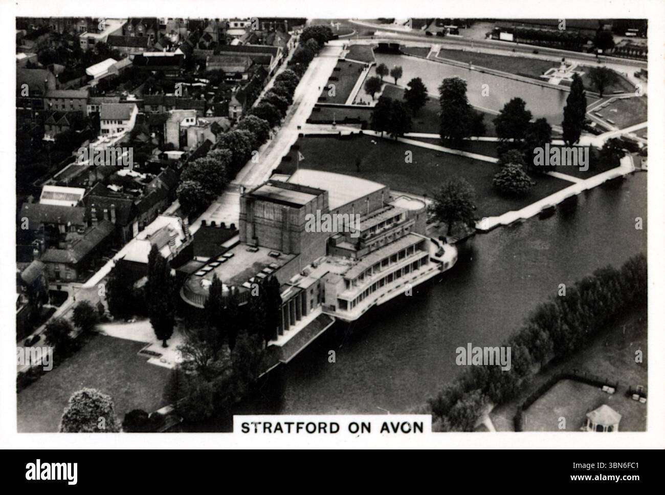 Aerial view of Stratford on Avon, Warwickshire, England - including the ...