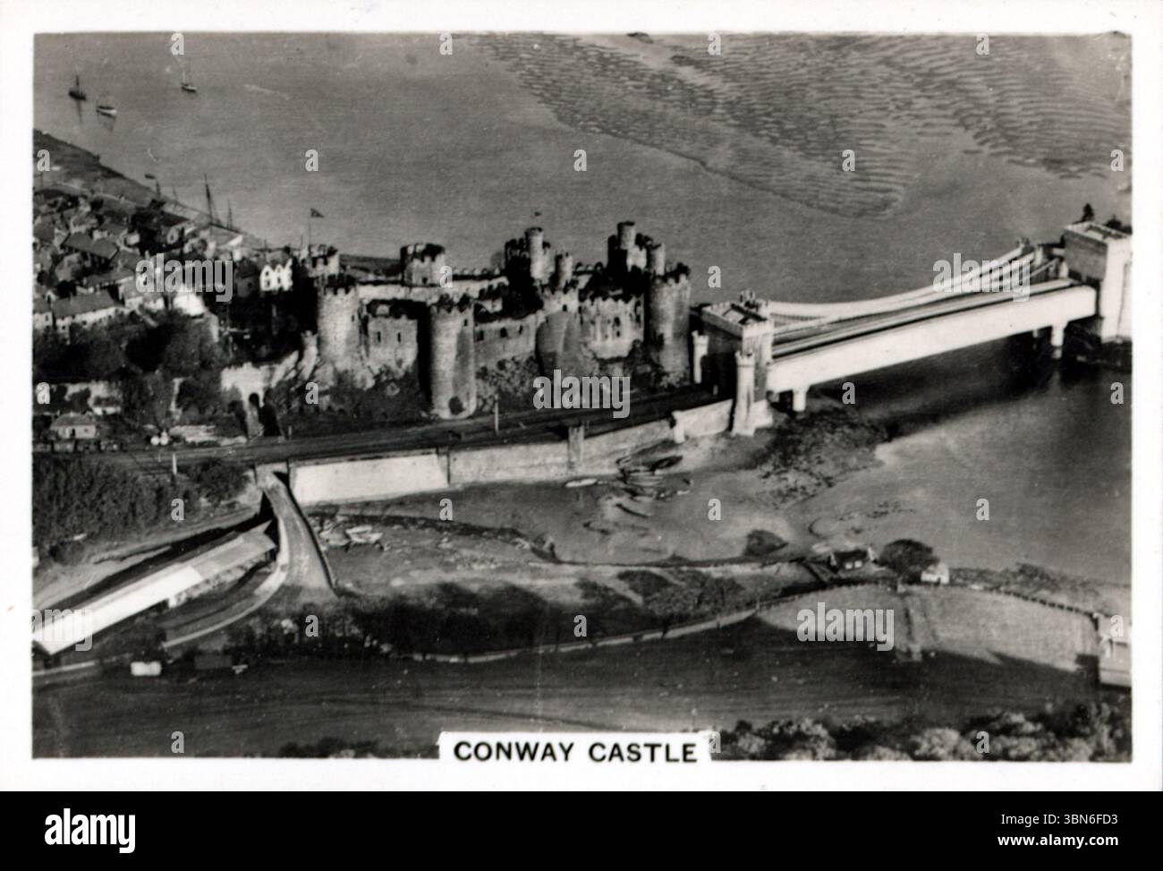 Aerial view of The Conway Castle in Conway (Conwy), Wales - originall ...