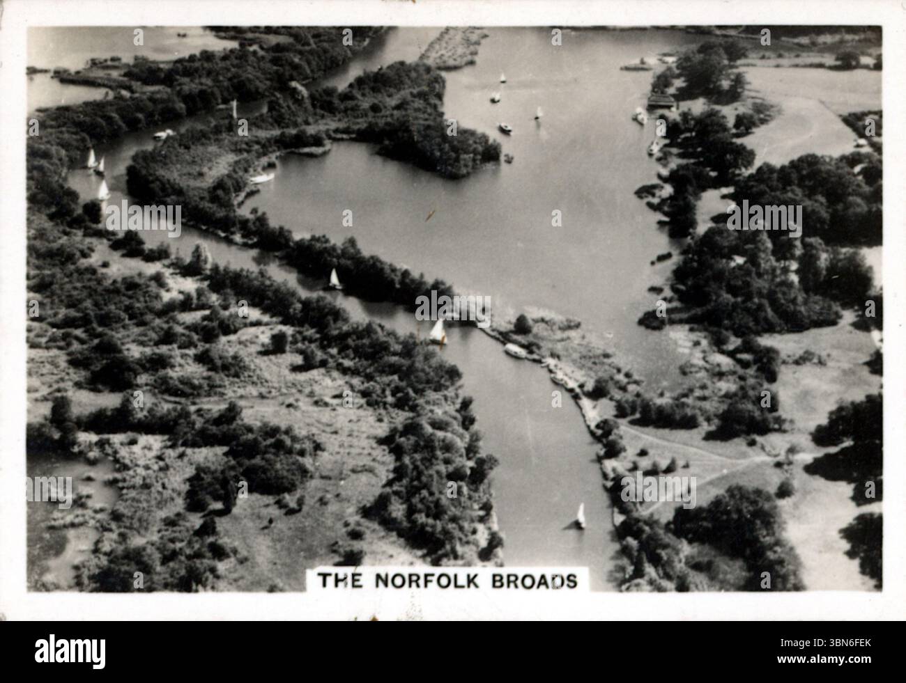 Aerial view of The Norfolk Broads, England - where the River Bure ...