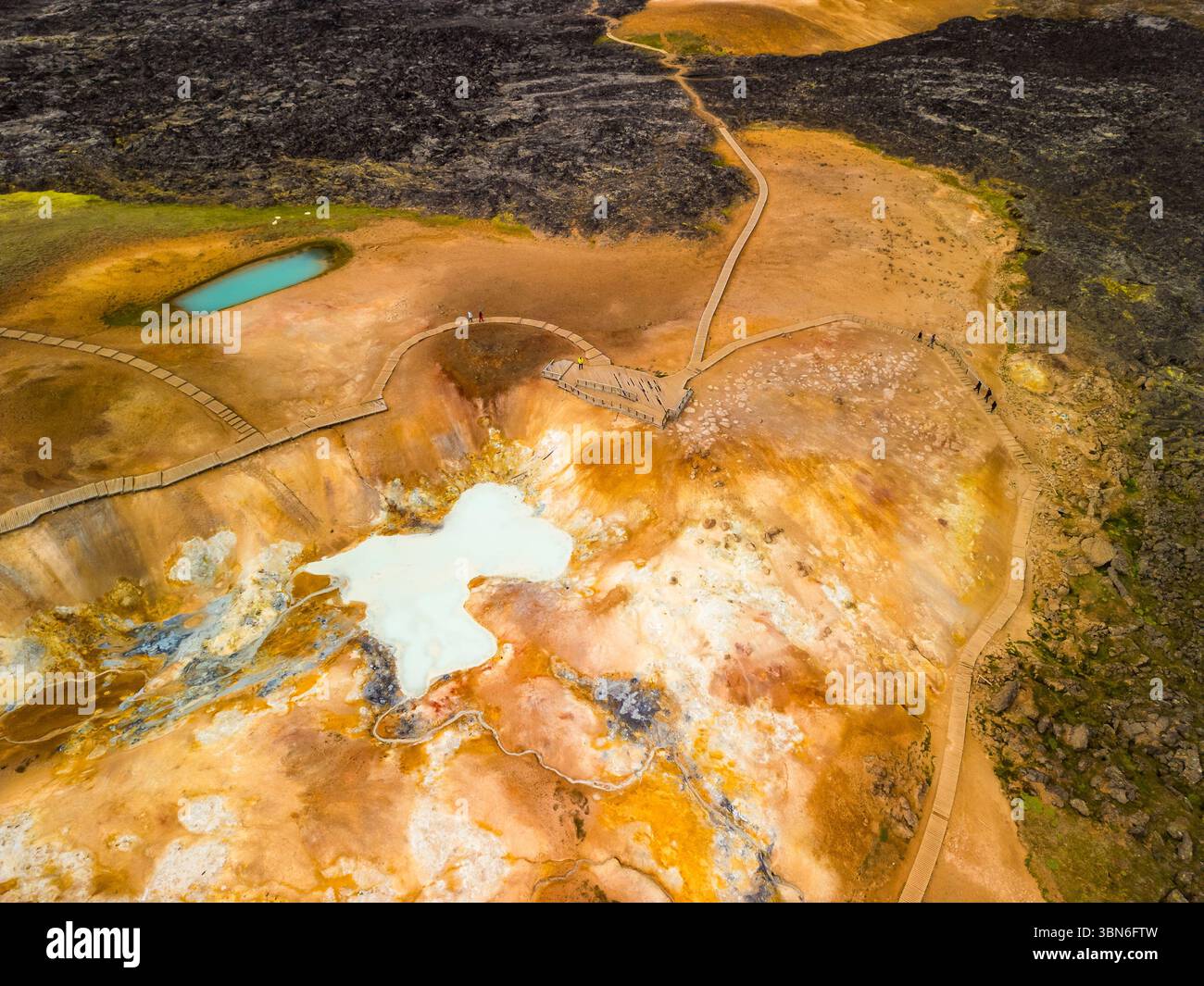 Aerial drone view of Krafla Lava Fields Leirhnjukur. Iceland Stock ...