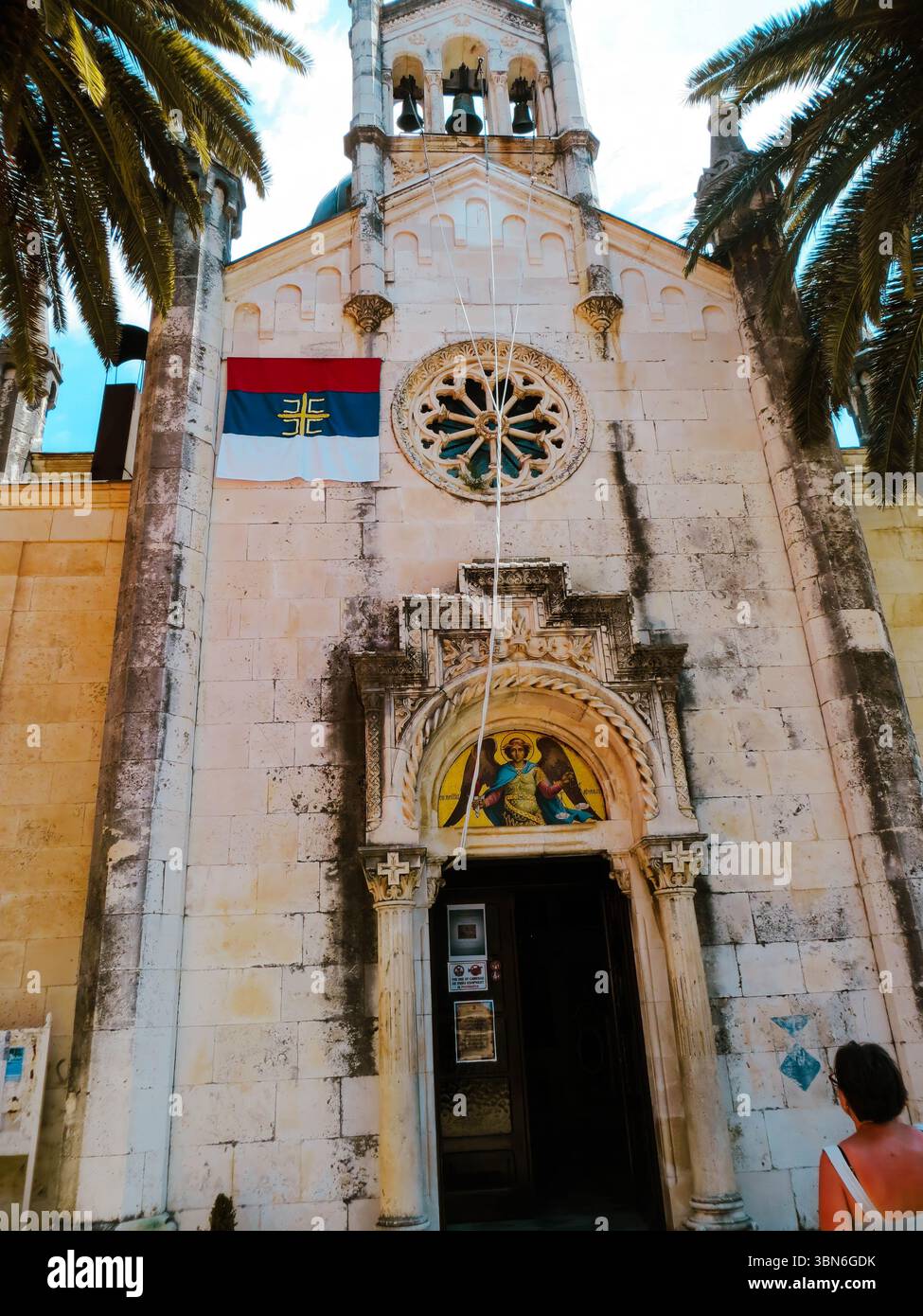 Visitors admire the exterior of the Orthodox Church of Saint Archangel ...