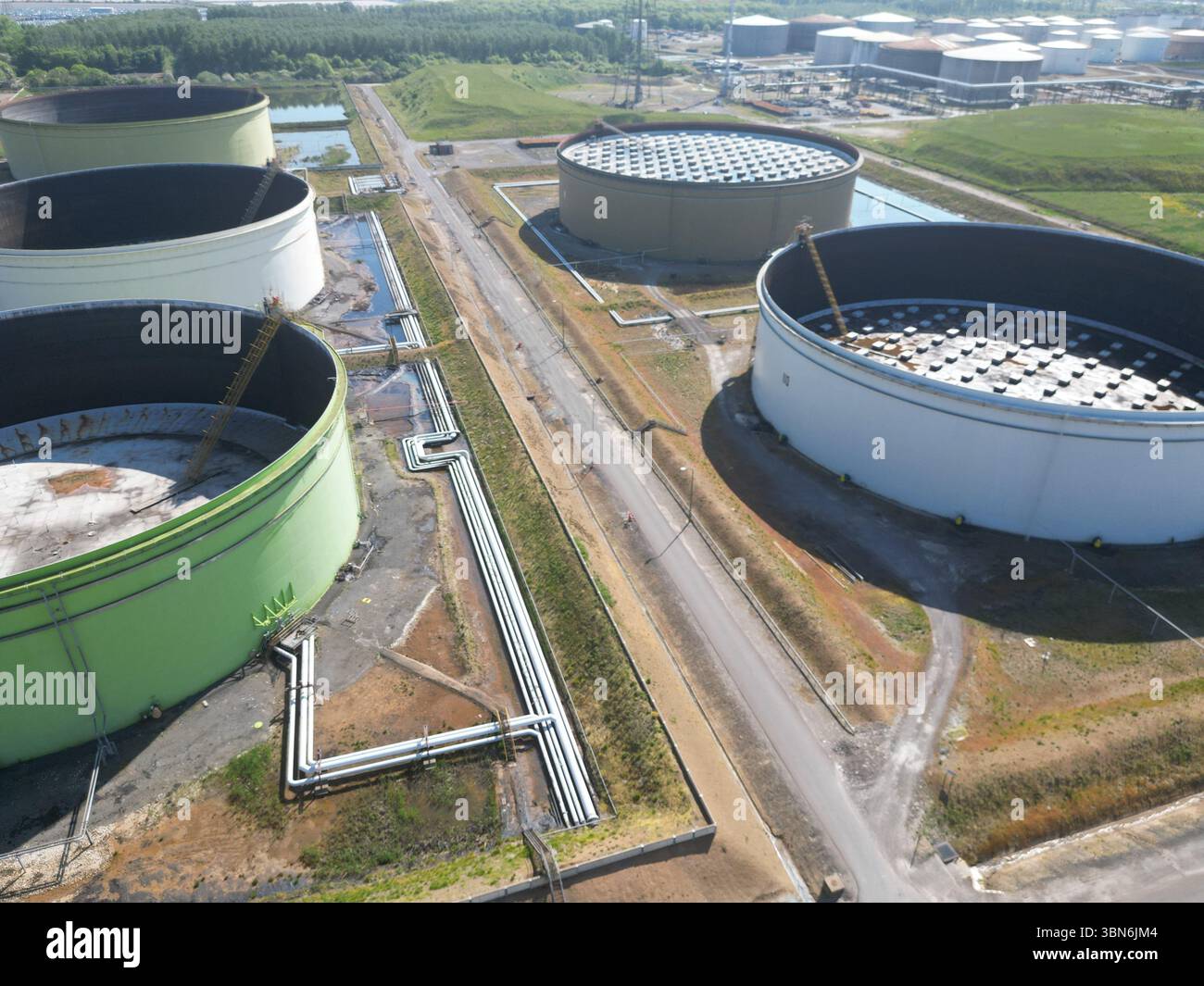 aerial view of Prax Lindsey Oil Refinery, Industrial oil refinery ...