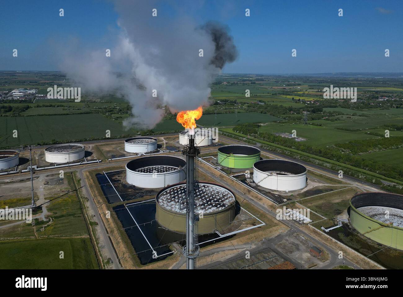 aerial view of Prax Lindsey Oil Refinery, Industrial oil refinery ...