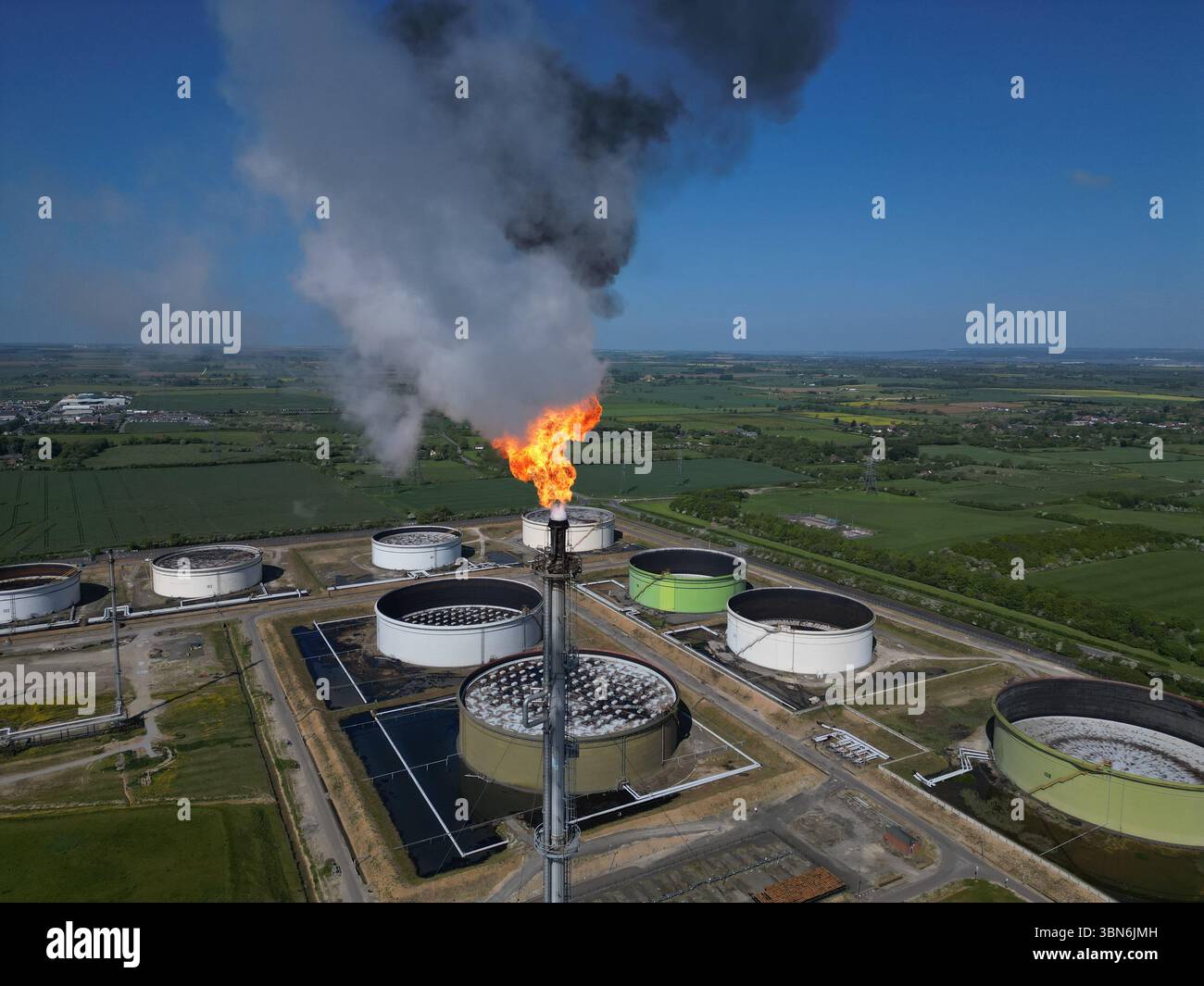 aerial view of Prax Lindsey Oil Refinery, Industrial oil refinery ...