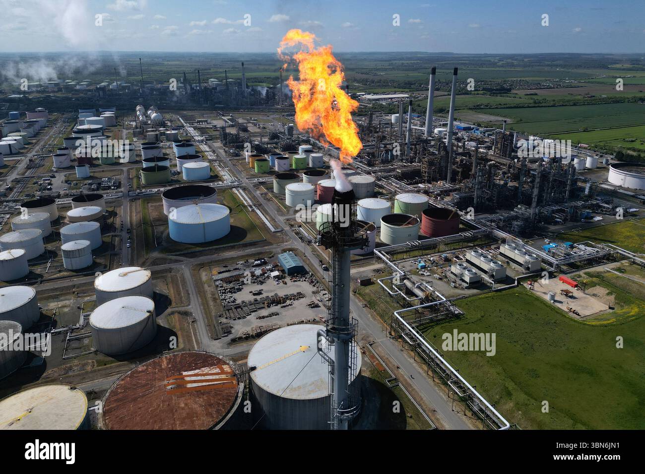 aerial view of Prax Lindsey Oil Refinery, Industrial oil refinery ...