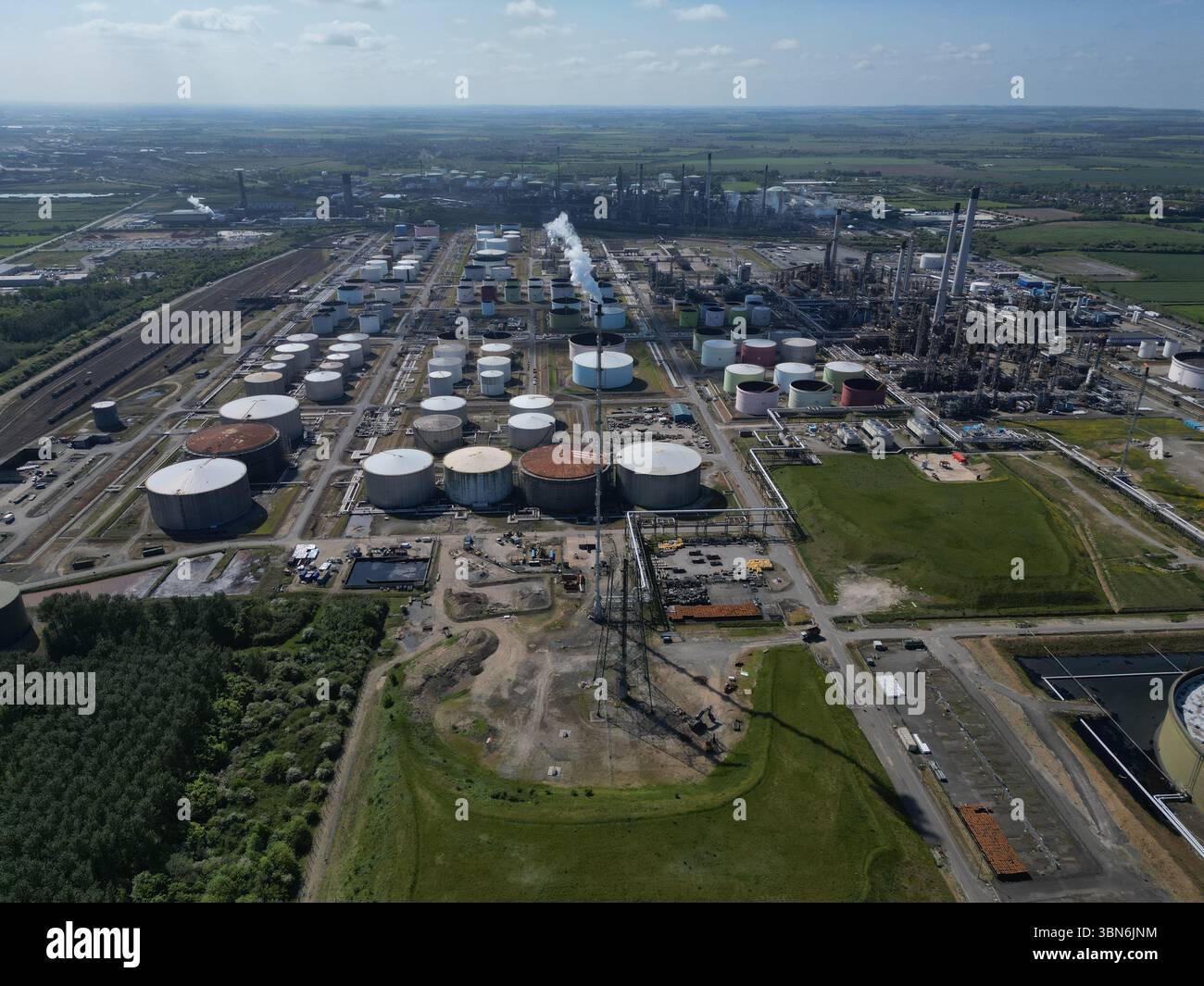 aerial view of Prax Lindsey Oil Refinery, Industrial oil refinery ...