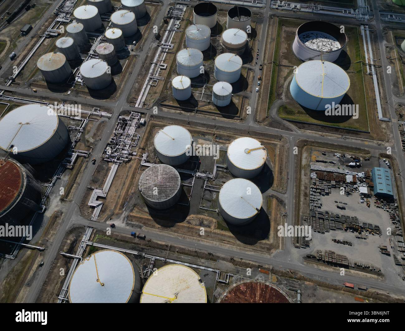 aerial view of Prax Lindsey Oil Refinery, Industrial oil refinery ...