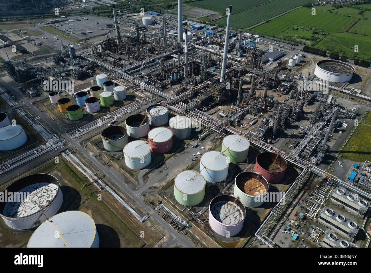 aerial view of Prax Lindsey Oil Refinery, Industrial oil refinery ...
