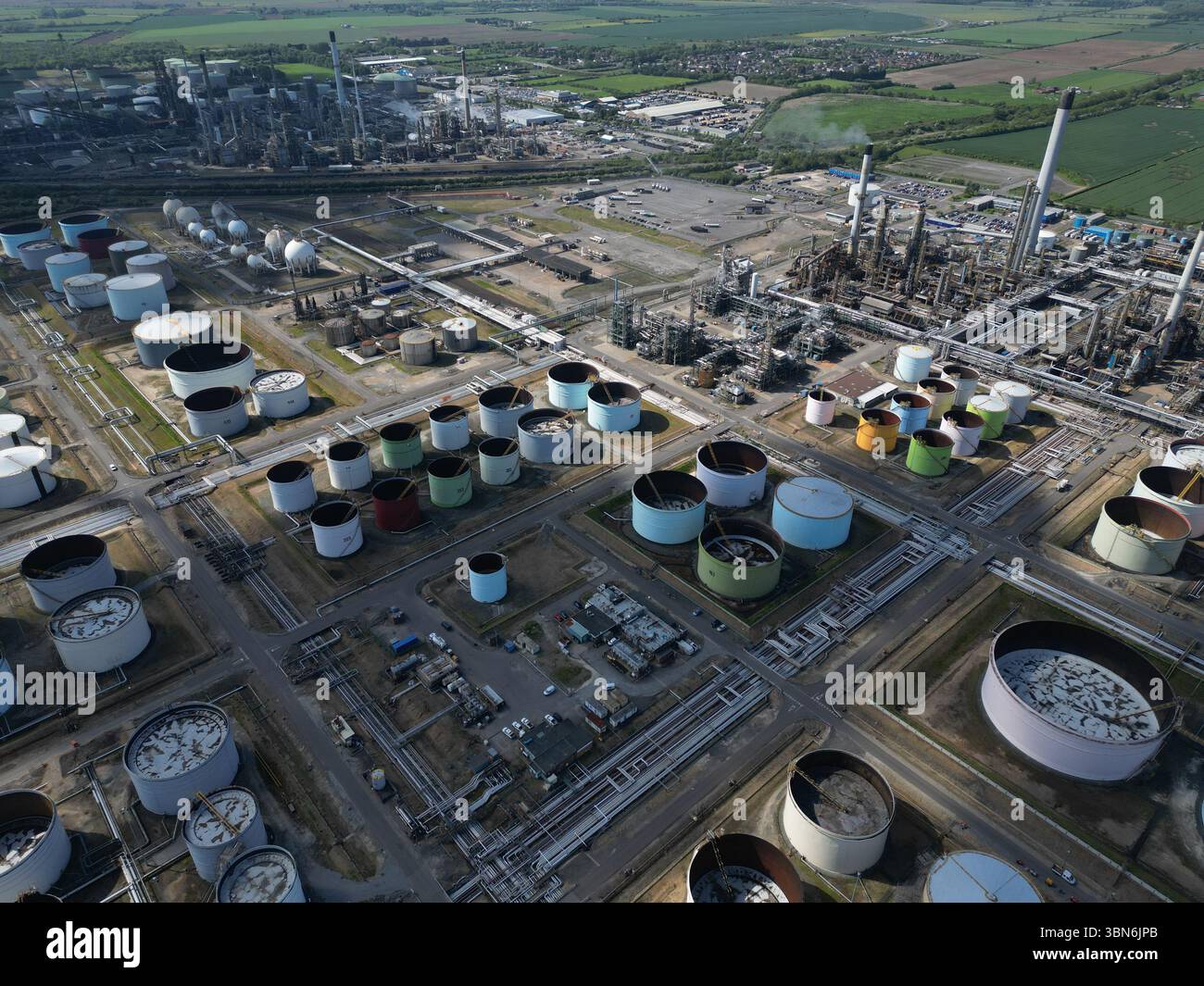aerial view of Prax Lindsey Oil Refinery, Industrial oil refinery ...