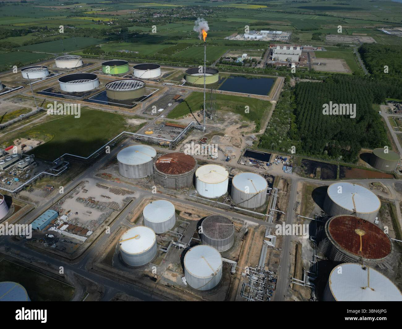 aerial view of Prax Lindsey Oil Refinery, Industrial oil refinery ...