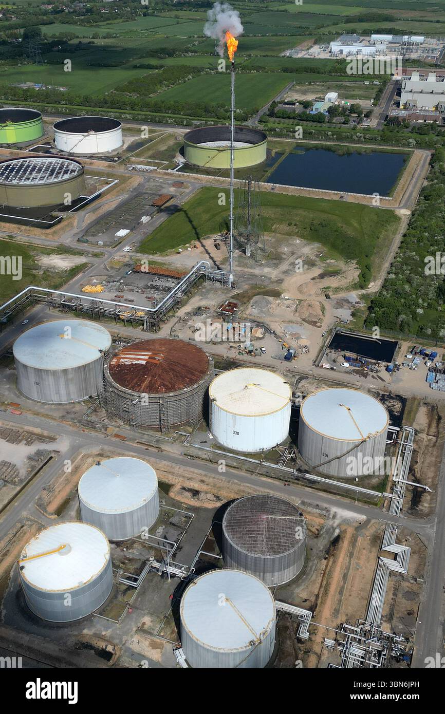 aerial view of Prax Lindsey Oil Refinery, Industrial oil refinery ...
