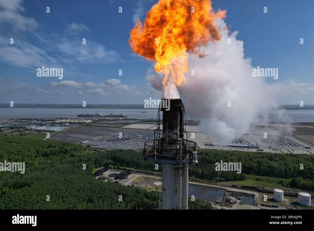 aerial view of Prax Lindsey Oil Refinery, Industrial oil refinery ...