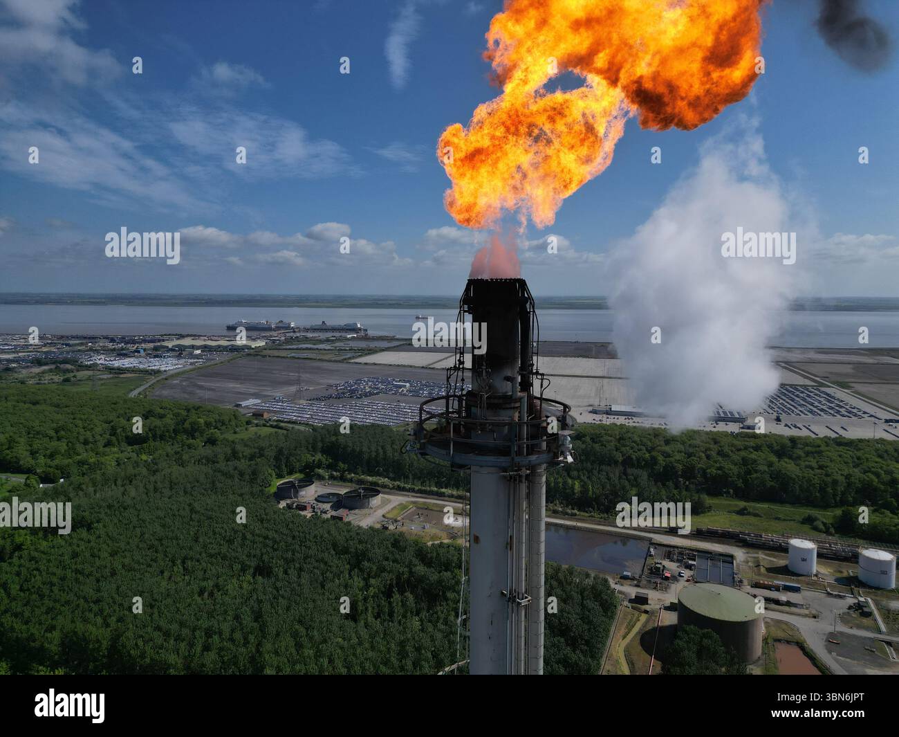 aerial view of Prax Lindsey Oil Refinery, Industrial oil refinery ...