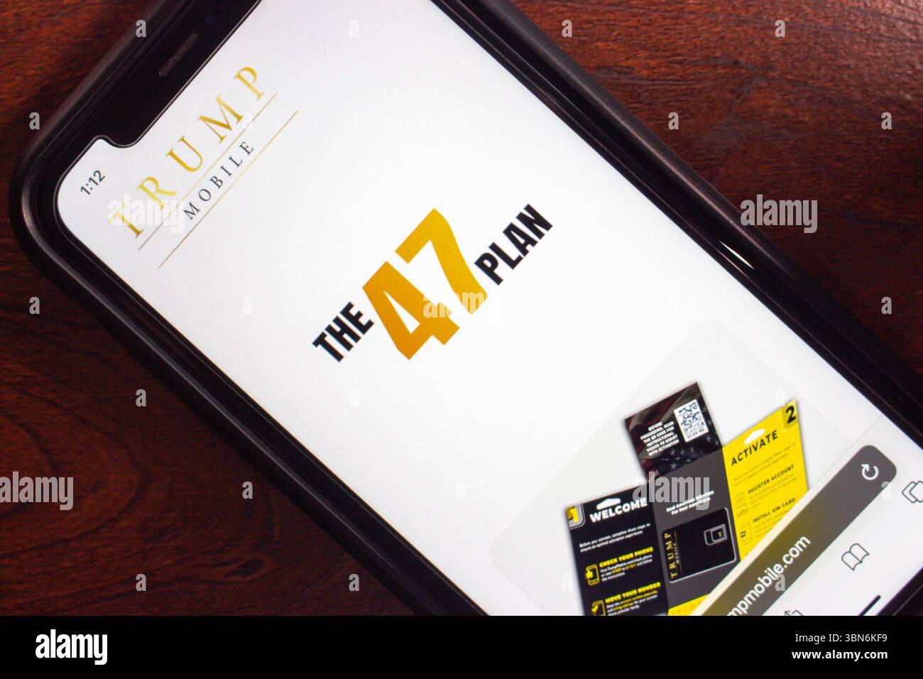 A smartphone screen showing Trump Mobile's "47 Plan" advertisement with ...