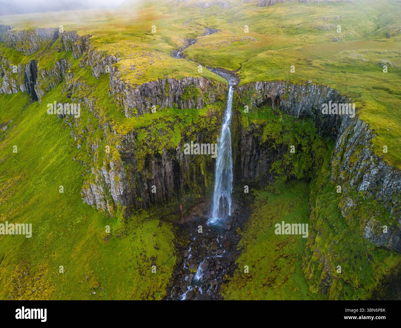 Aerial drone shots of Grundarfoss Waterfall, on Snaefellness peninsula ...