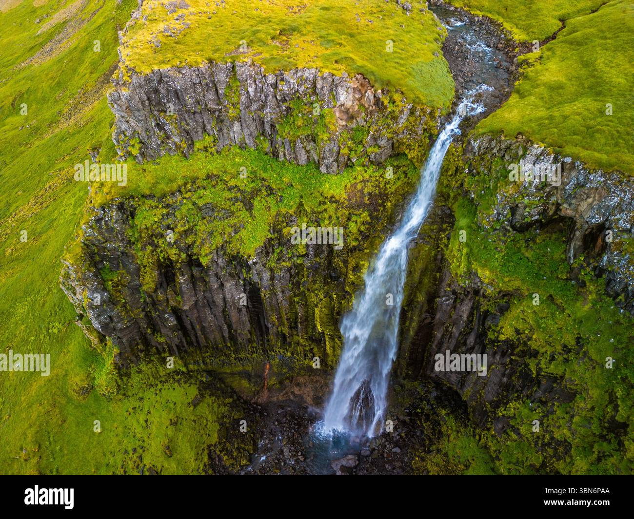 Aerial drone shots of Grundarfoss Waterfall, on Snaefellness peninsula ...