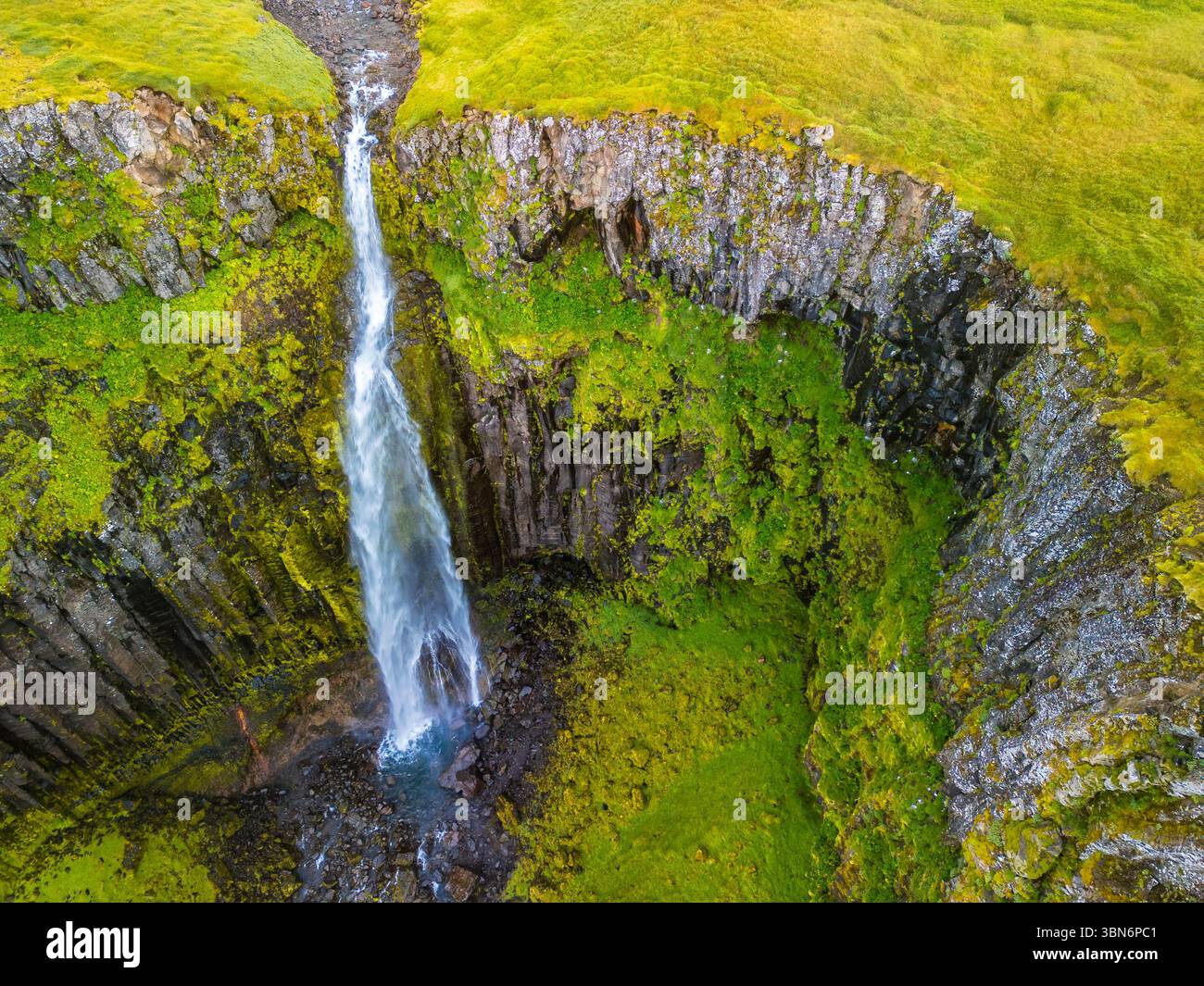 Aerial drone shots of Grundarfoss Waterfall, on Snaefellness peninsula ...